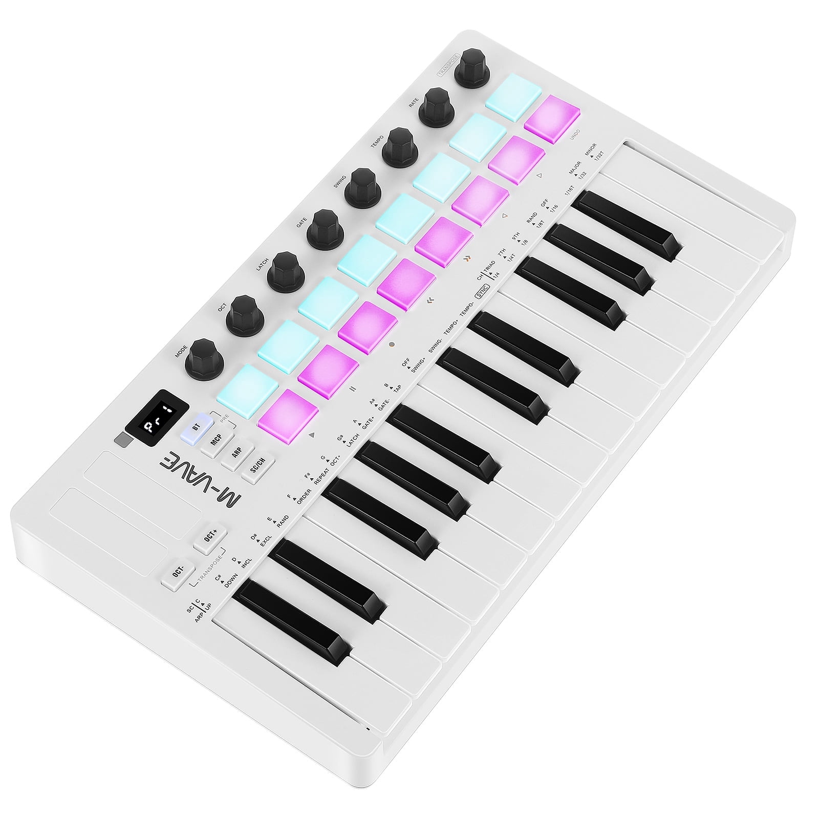 25 Key USB MIDI Keyboard Controller Wireless Bluetooth 16 Backlit Drum ...
