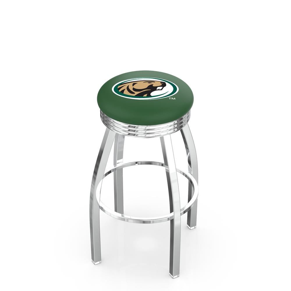 25" L8C3C - Chrome Bemidji State Swivel Bar Stool with 2.5" Ribbed ...
