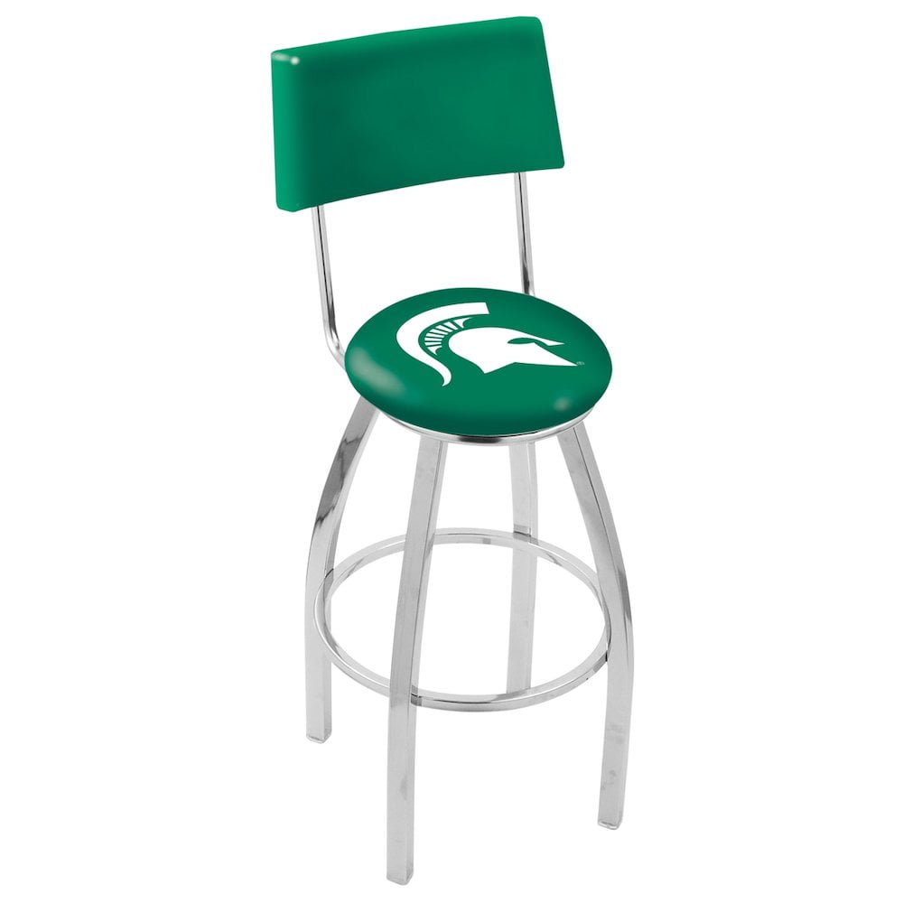 25" L8C4 - Chrome Michigan State Swivel Bar Stool with a Back by ...