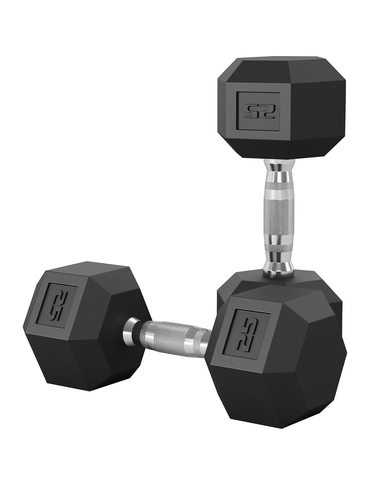 25 LB Hex Dumbbell Set of 2, Hand Weights Dumbbells Pair with Cast Iron ...