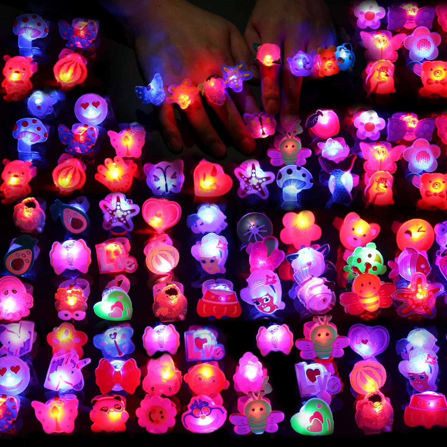 25 LED Novelty Ring Toys - Colorful Finger Toys, Glow Toys, Party ...