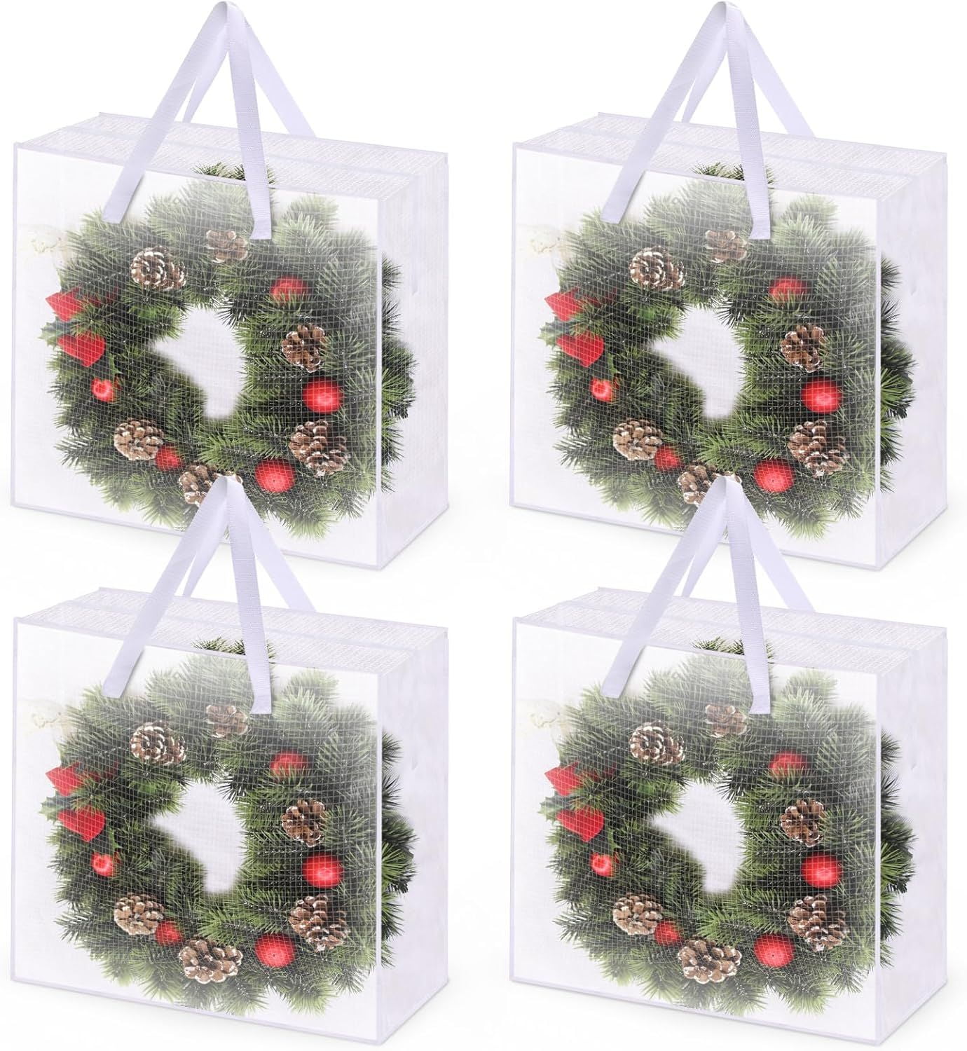 "25\" Large Christmas Wreath Storage Container with Handles Zippers for ...