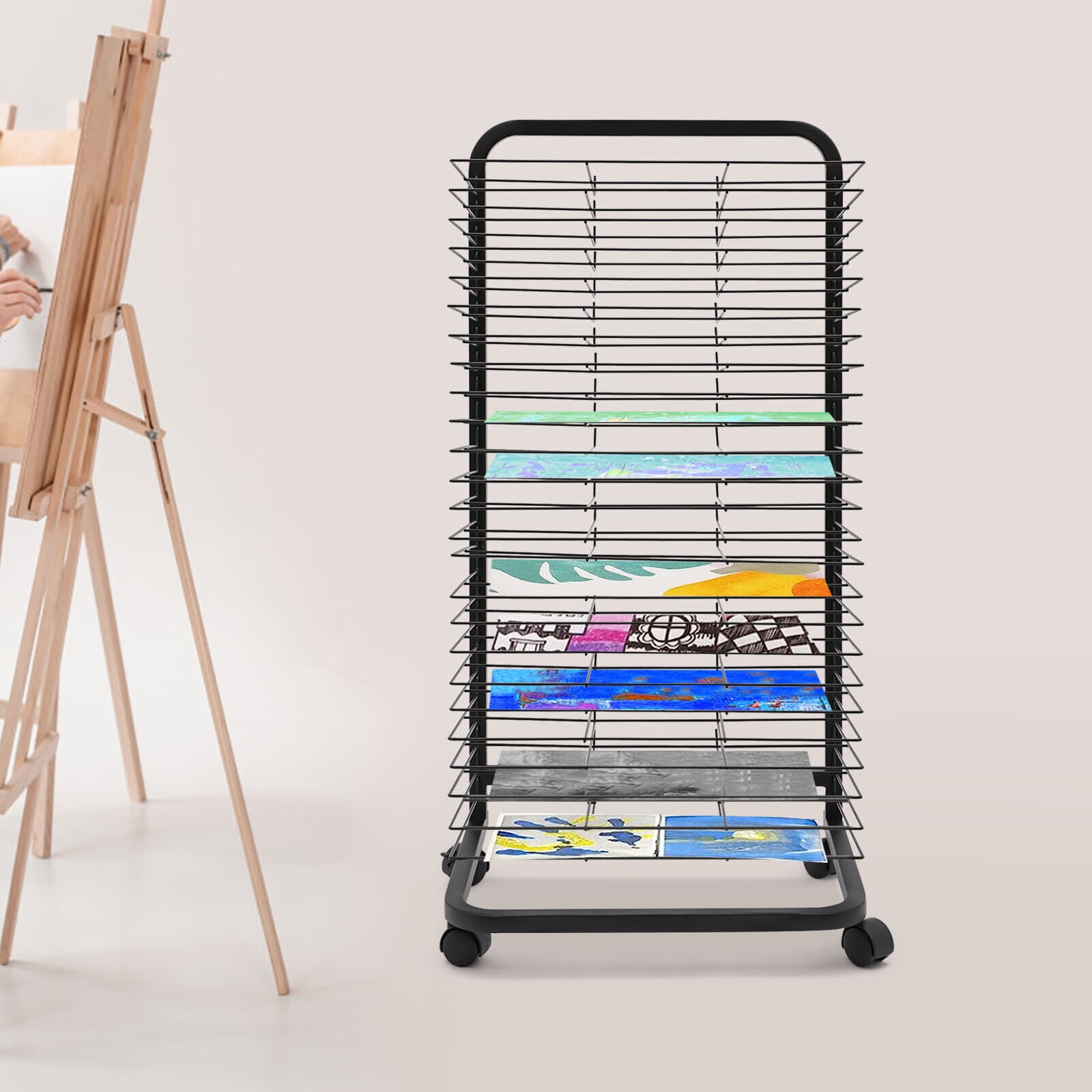 25 Layers Art Drying Rack for Classroom | Functional & Mobile Paint ...