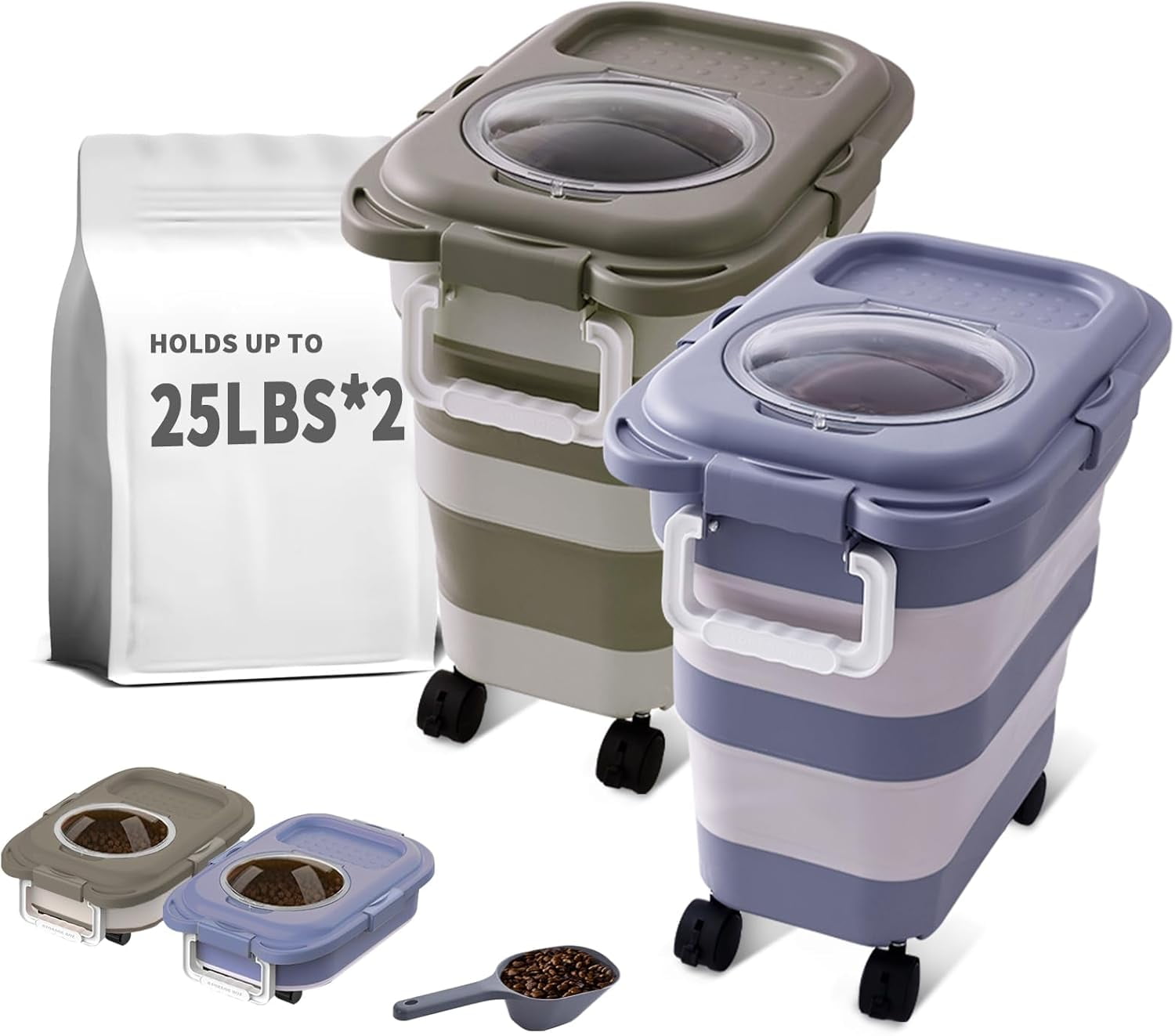 25 Lbs Dog Food Storage Container, Collapsible Dog Food Container with ...