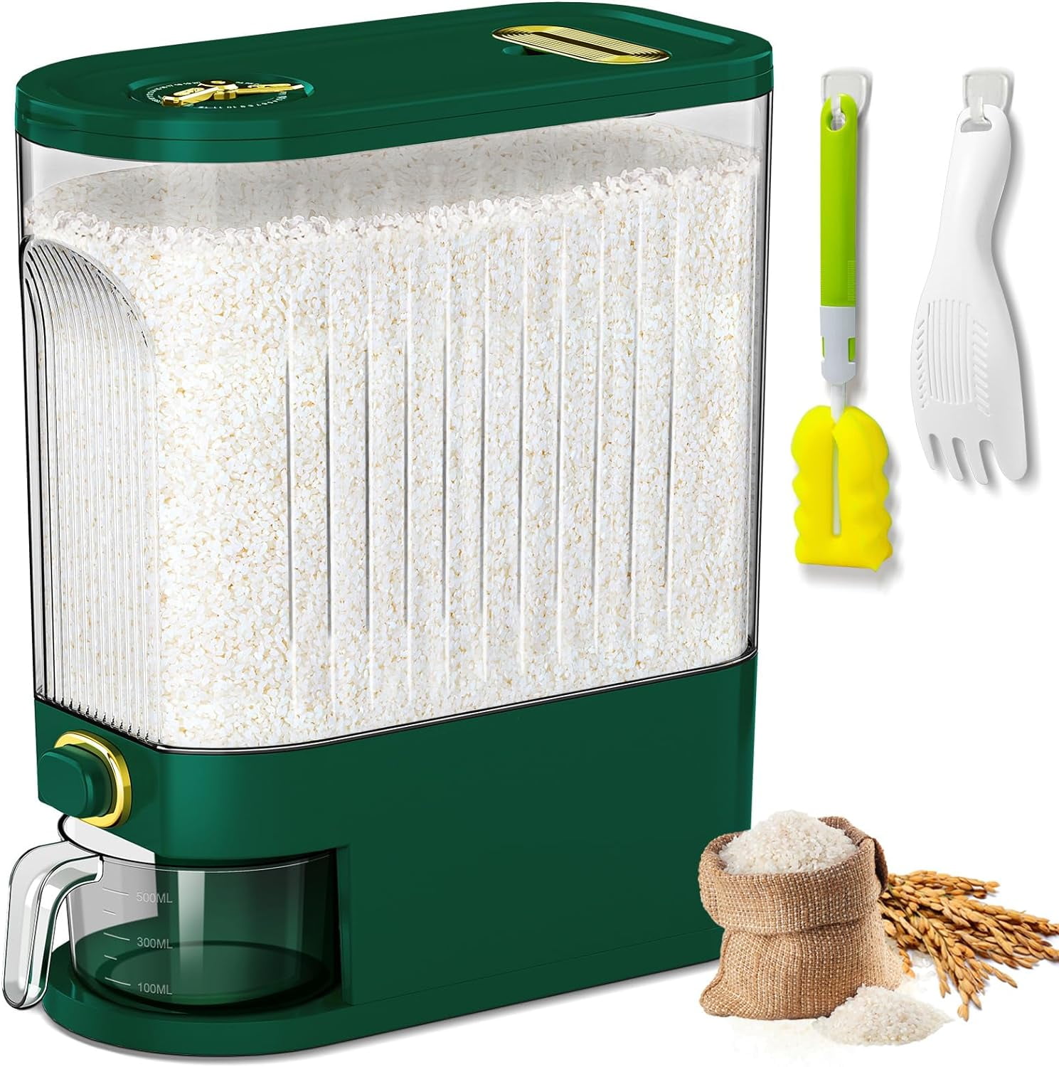 25 Lbs Rice Dispenser, Large Cereal Dry Food Storage Containers with ...