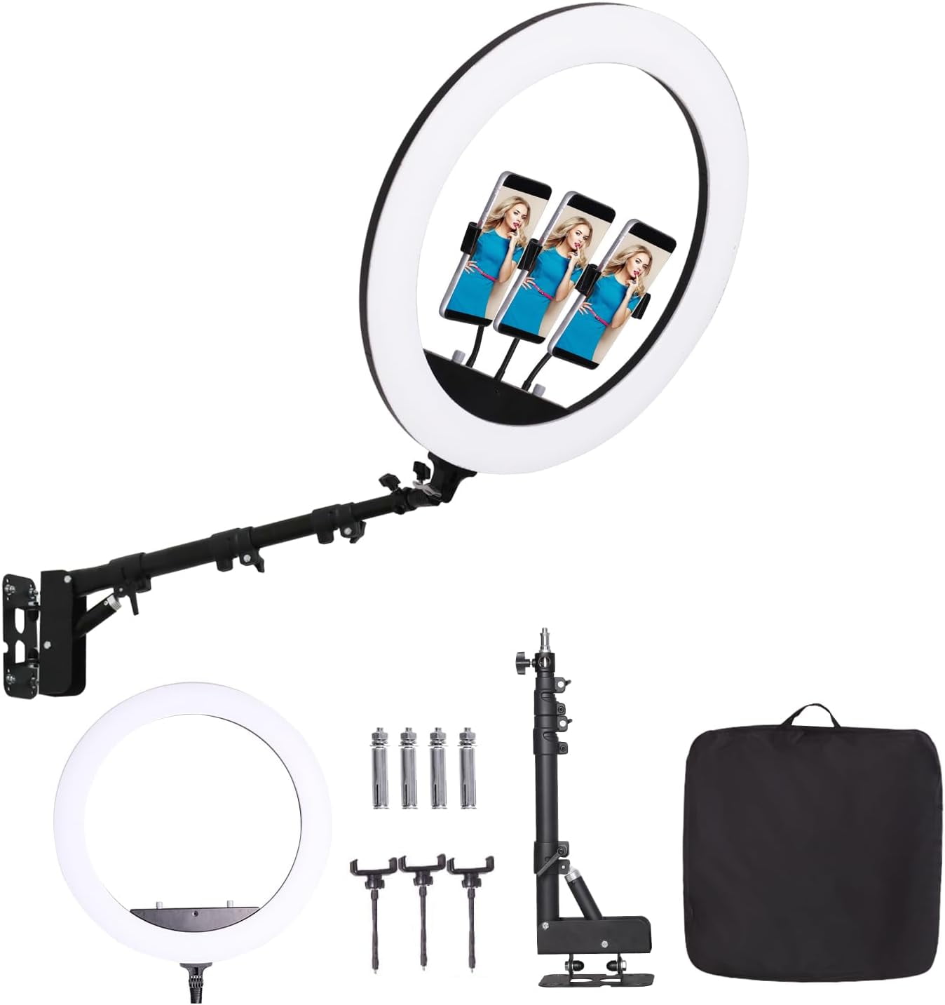 25 '' Light Wall Mount with Phone Holder, Rotatable Triangle Boom Arm ...