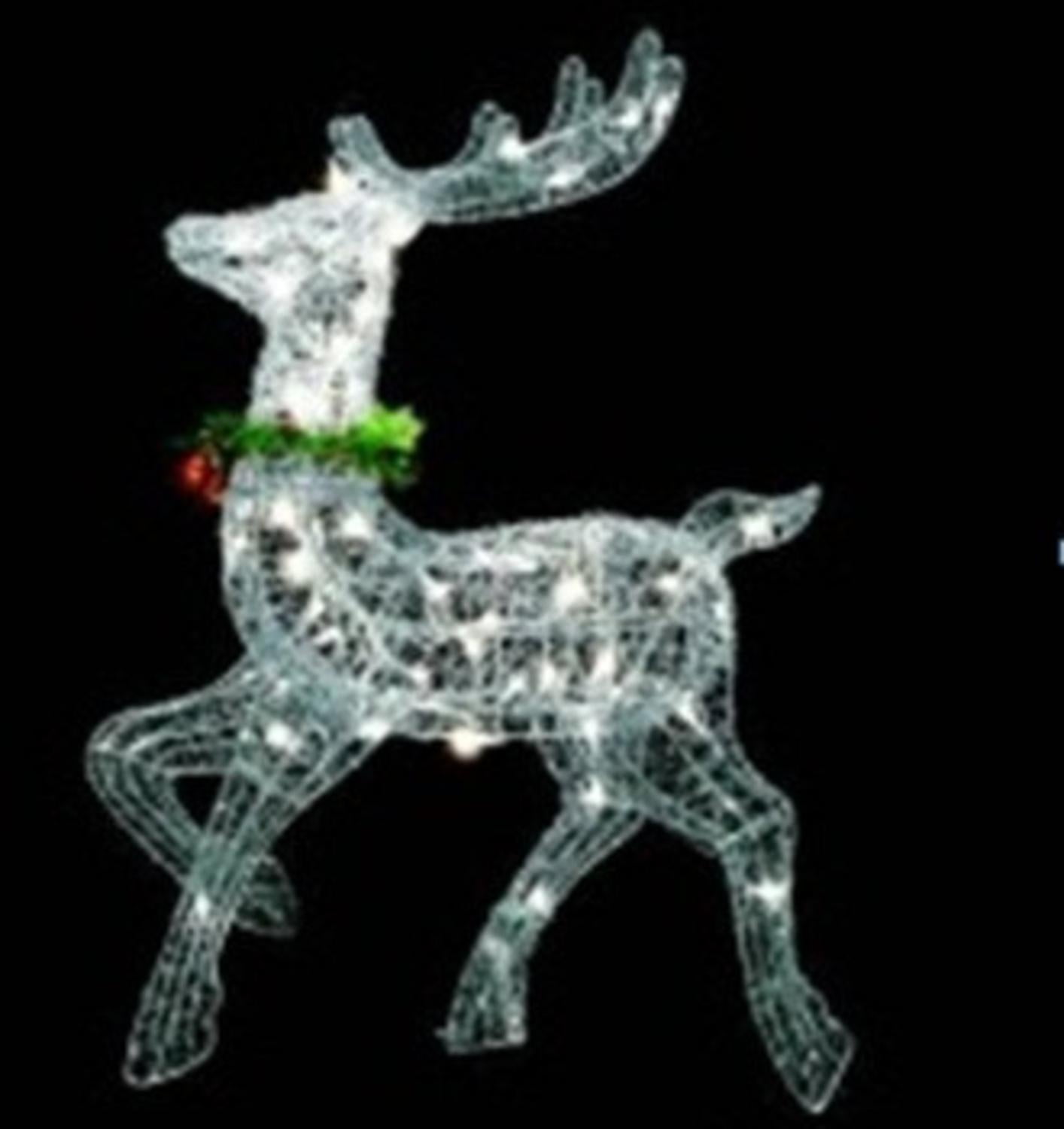 25" Lighted Silver Sisal Prancing Reindeer Christmas Yard Art Decoration - Walmart.com