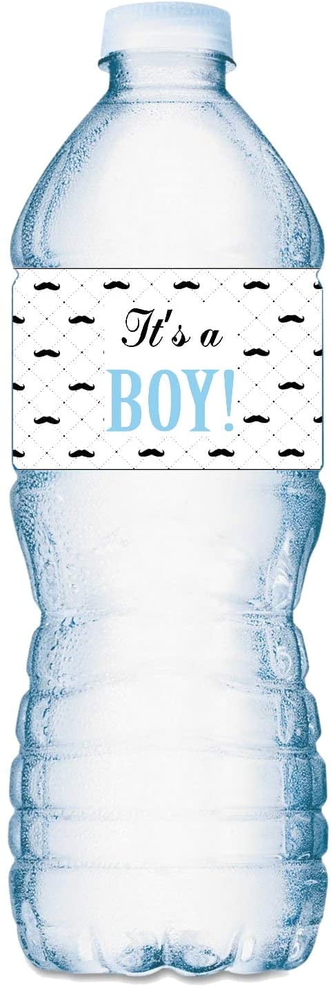 25 Little Man Water Bottle Labels; Waterproof Water Bottle Wrappers ...