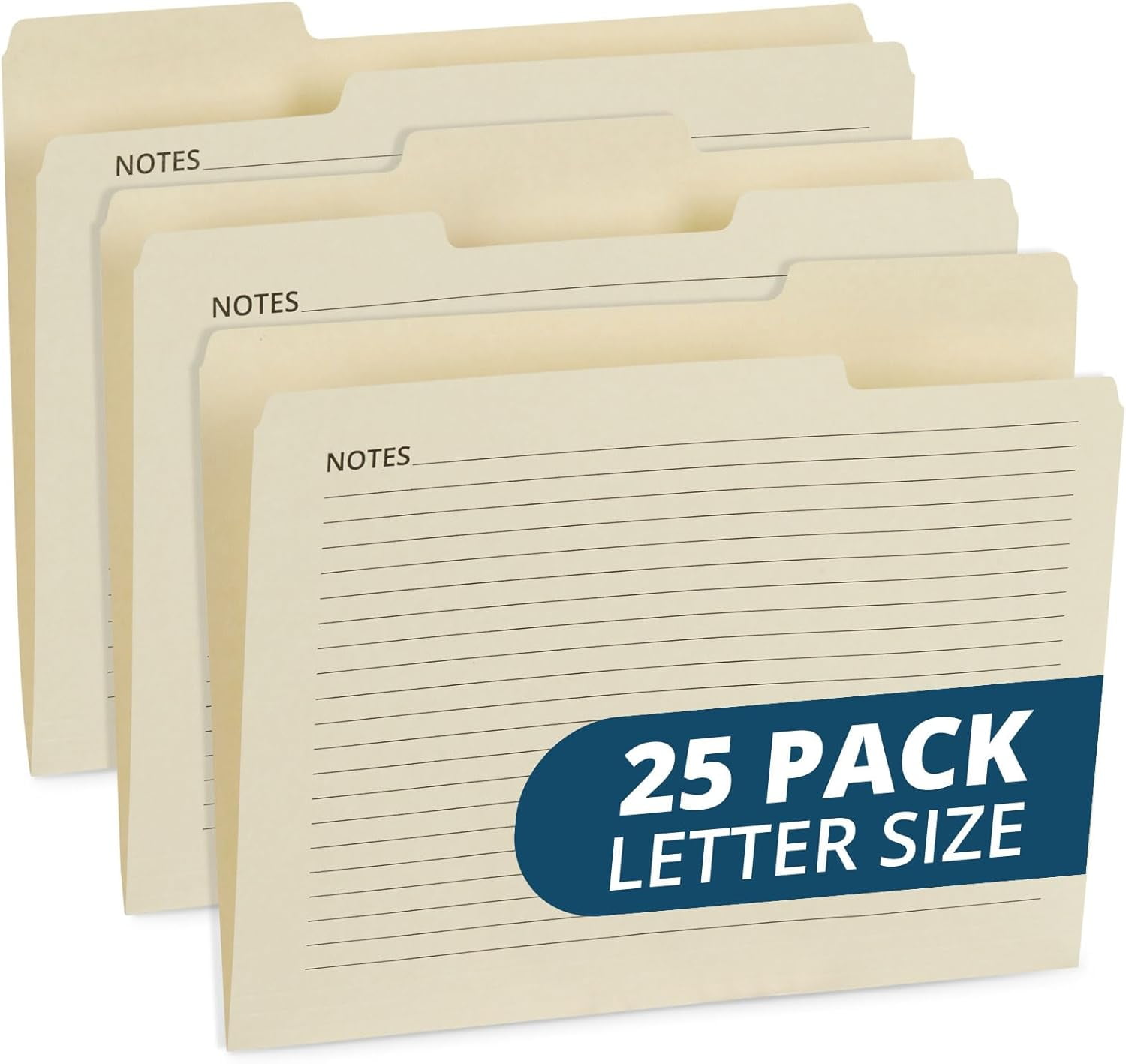 25 Blue Summit Supplies Manilla Folders, 8.5" x 11", Letter Size, 1/3 ...
