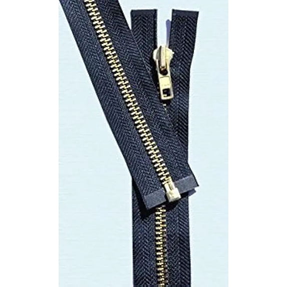 25" Medium Weight Metal Jacket Zipper YKK #5 Brass ~ Separating - Navy ...