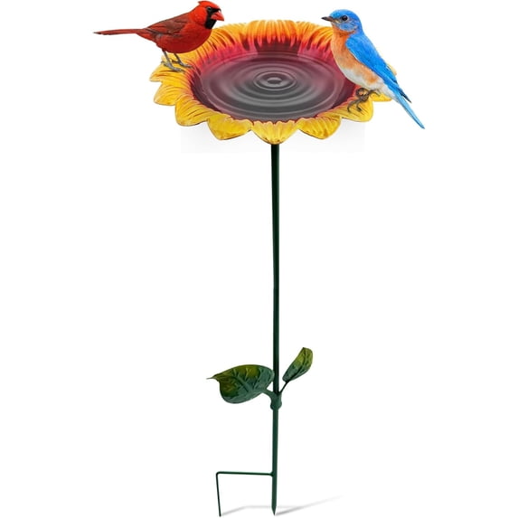 25" Metal Sunflower Bird Feeder and Bird Bath for Outside - Decorative ...