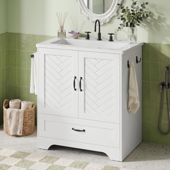 25" Modern Bathroom Vanity with Sink, Free Standing Bathroom Cabinet ...