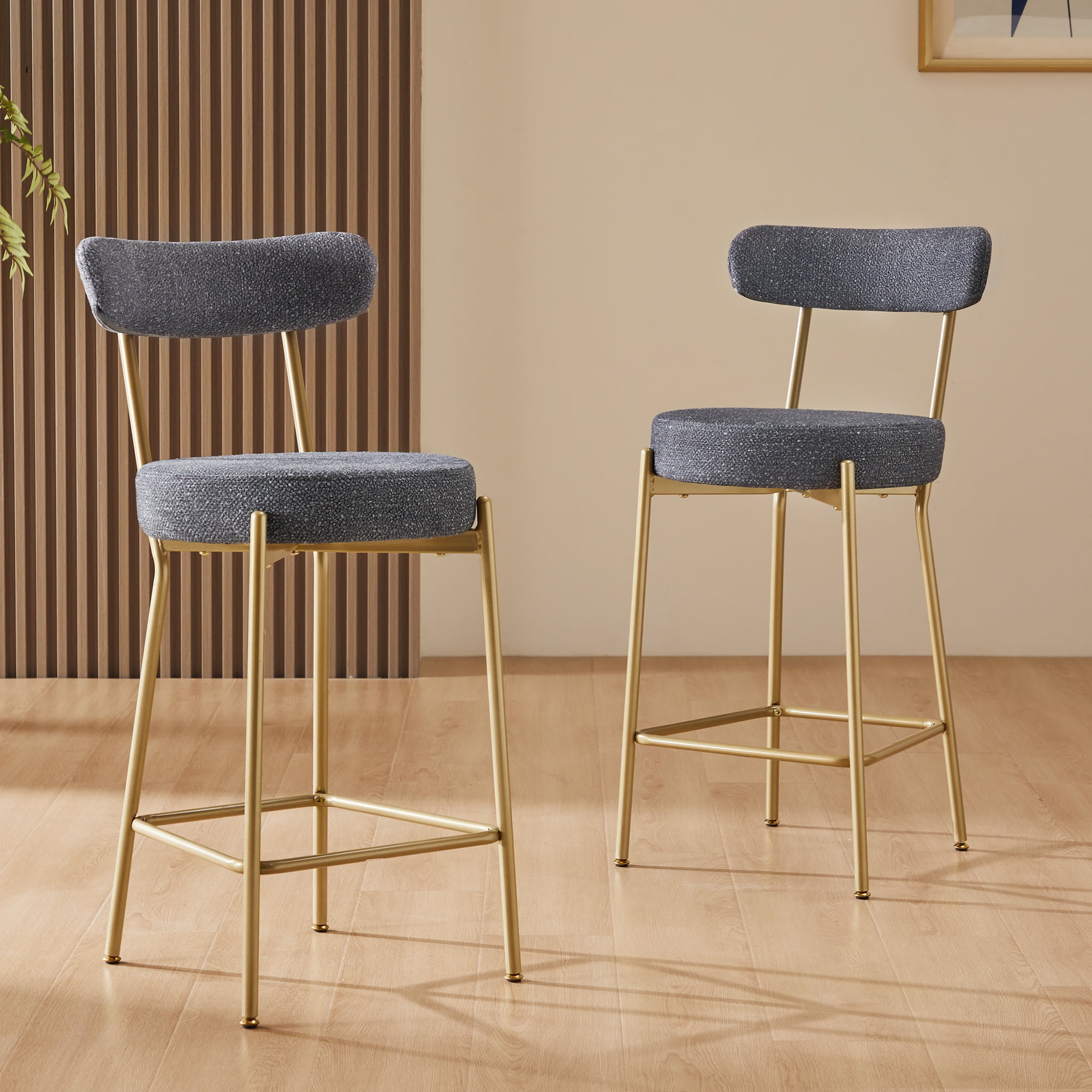 25" Modern Gold Bar Stools Set of 2 Counter Height Bar Stools for ...