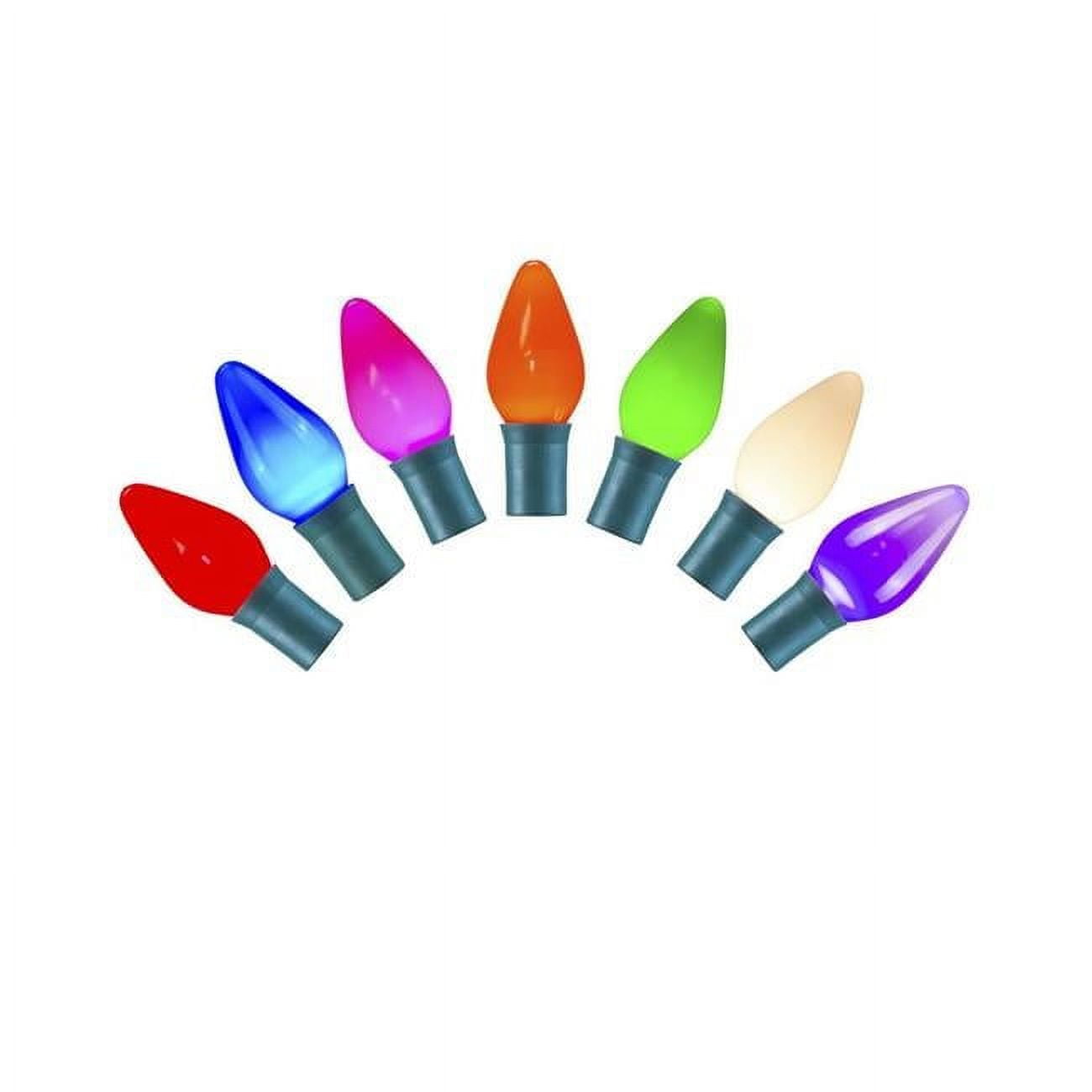 25 Multicolor C7 LED Lights on Green Wire, 16 ft. Christmas Light Set ...