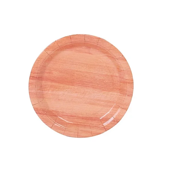 25 Natural 10" Wood Grain Design Round Paper Plates Party Events ...
