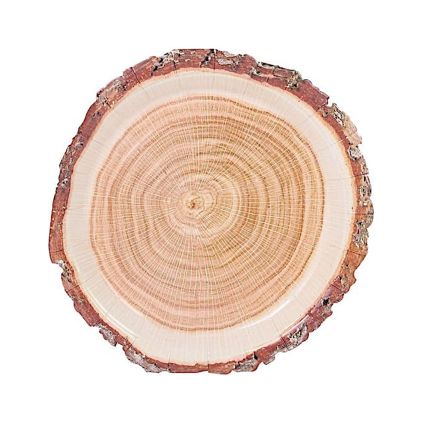 25 Natural Wood Slice Design Round Paper Plates Party Events Home ...
