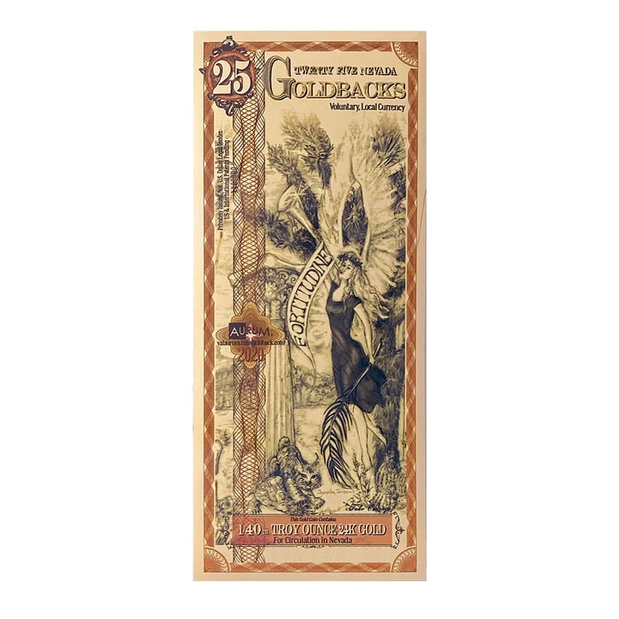 25 Nevada Goldbacks 1/40 oz 24K Gold Foil Aurum Note - Walmart.com