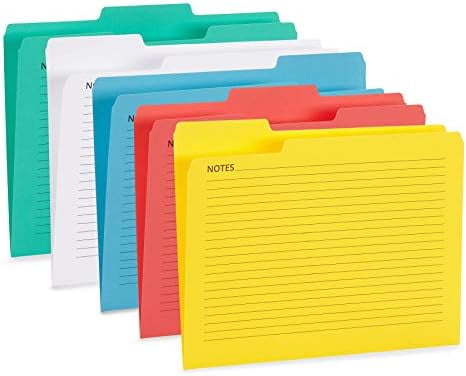 25 Notes File Folders, Letter Size, Assorted Colors, File Folders with ...