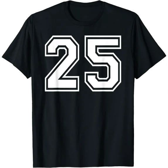25 Number Twenty-Five Team Sports Graphic Matching Varsity T-Shirt ...