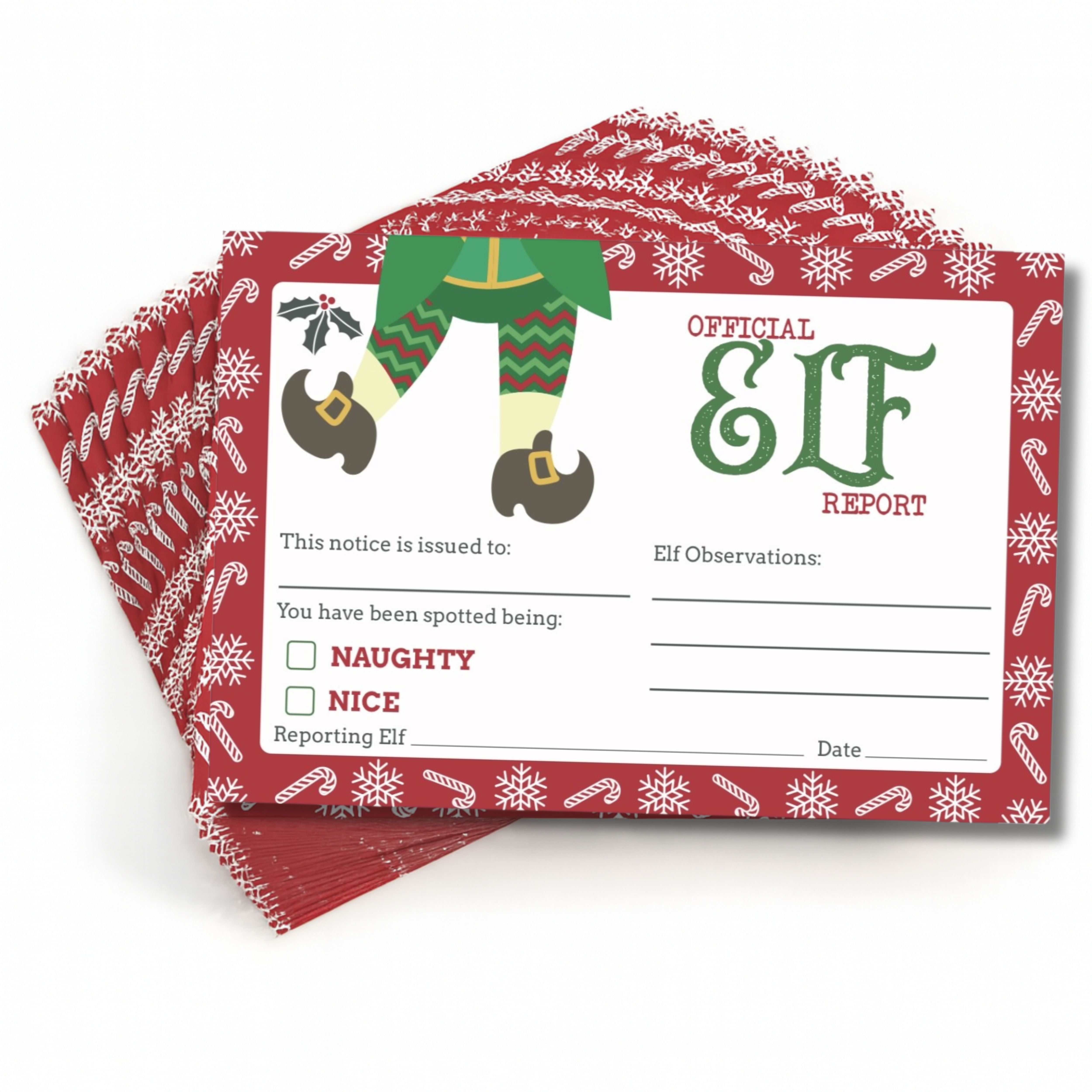 25 Official Elf Report Cards- 4x6 Elves Notice Naughty or Nice Behavior ...