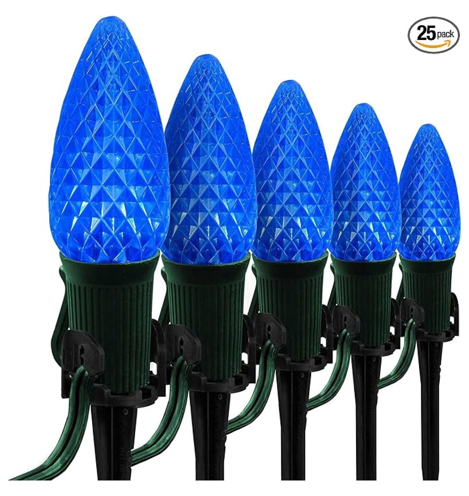 25’ OptiCore LED Blue Pathway Christmas Lights, C9 Landscape Lights, 4. ...