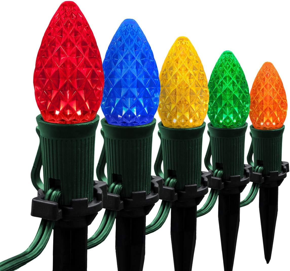 25’ OptiCore LED C7 Multicolor Pathway Christmas Lights, C7 Landscape ...