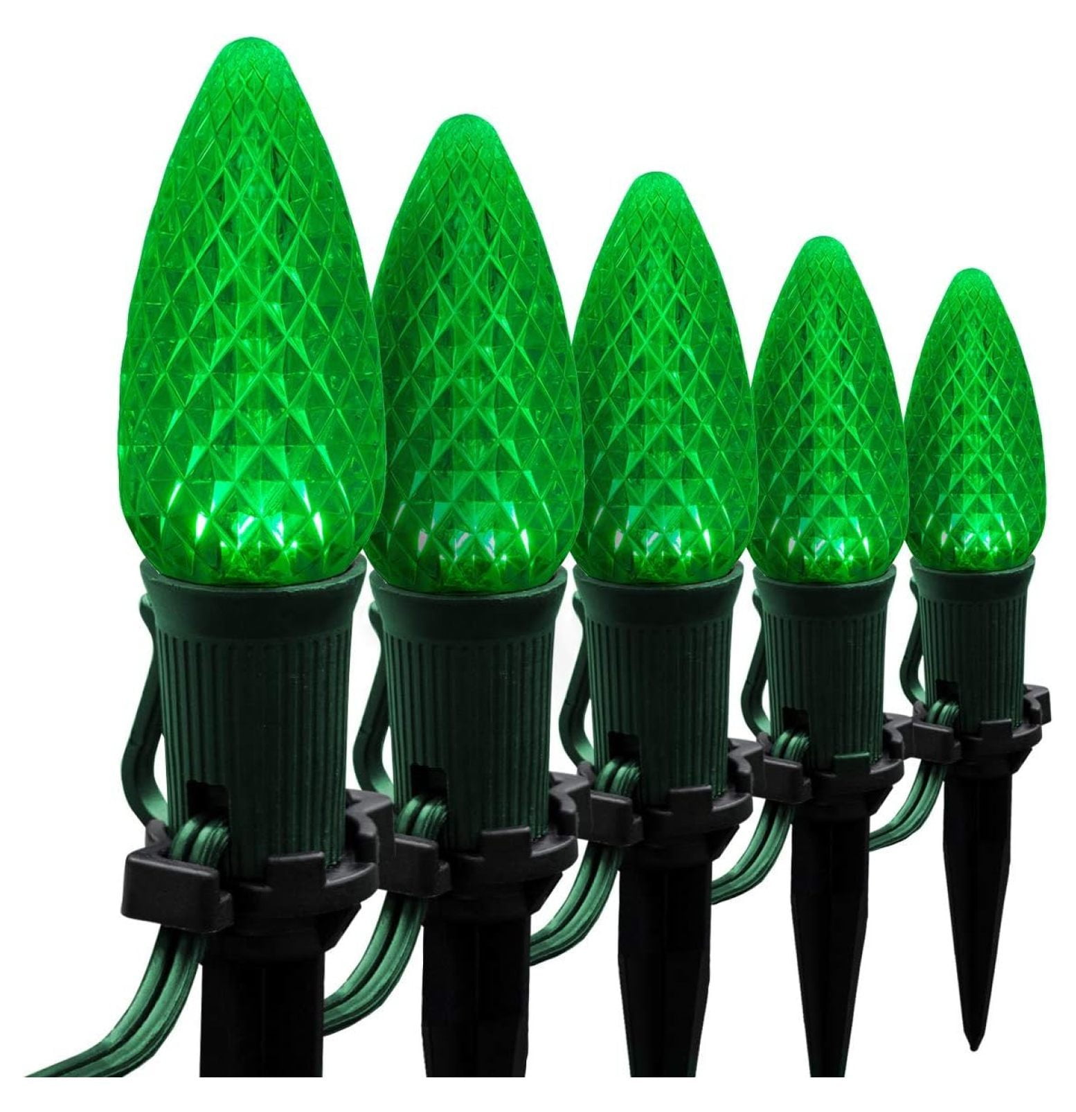 25’ OptiCore LED Green Pathway Christmas Lights, C9 Outdoor Christmas ...