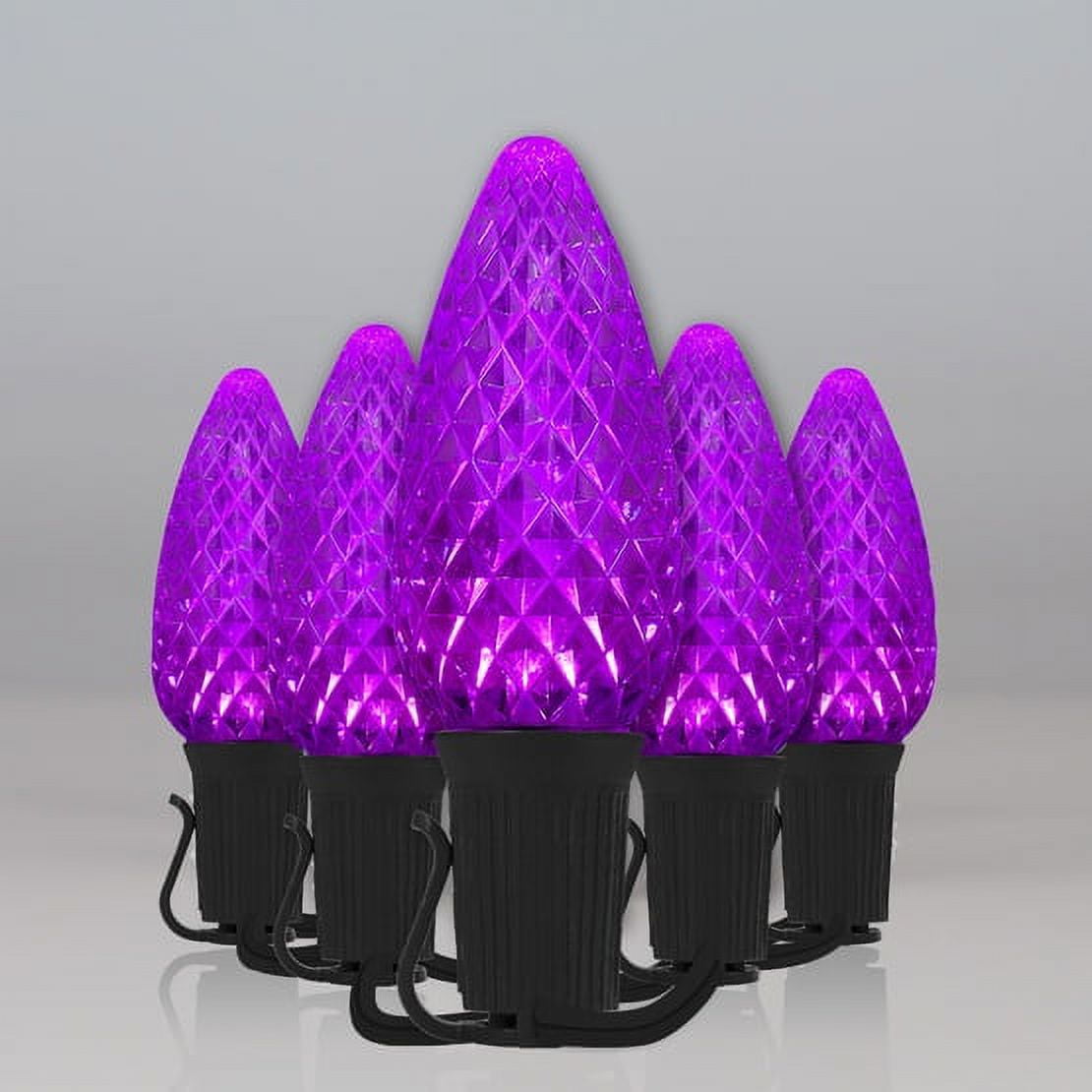 25 OptiCore Purple LED C9 Halloween Lights with Shatterproof Bulbs, 12 ...