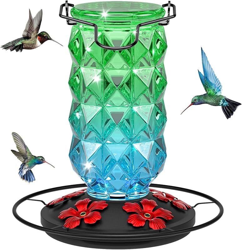 25 Ounces Large Glass Hummingbird Feeders for Outdoors, Wild Bird ...