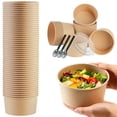 25 Oz Disposable Paper With Lids And Spoon 48 Sets Meal Prep Containers ...