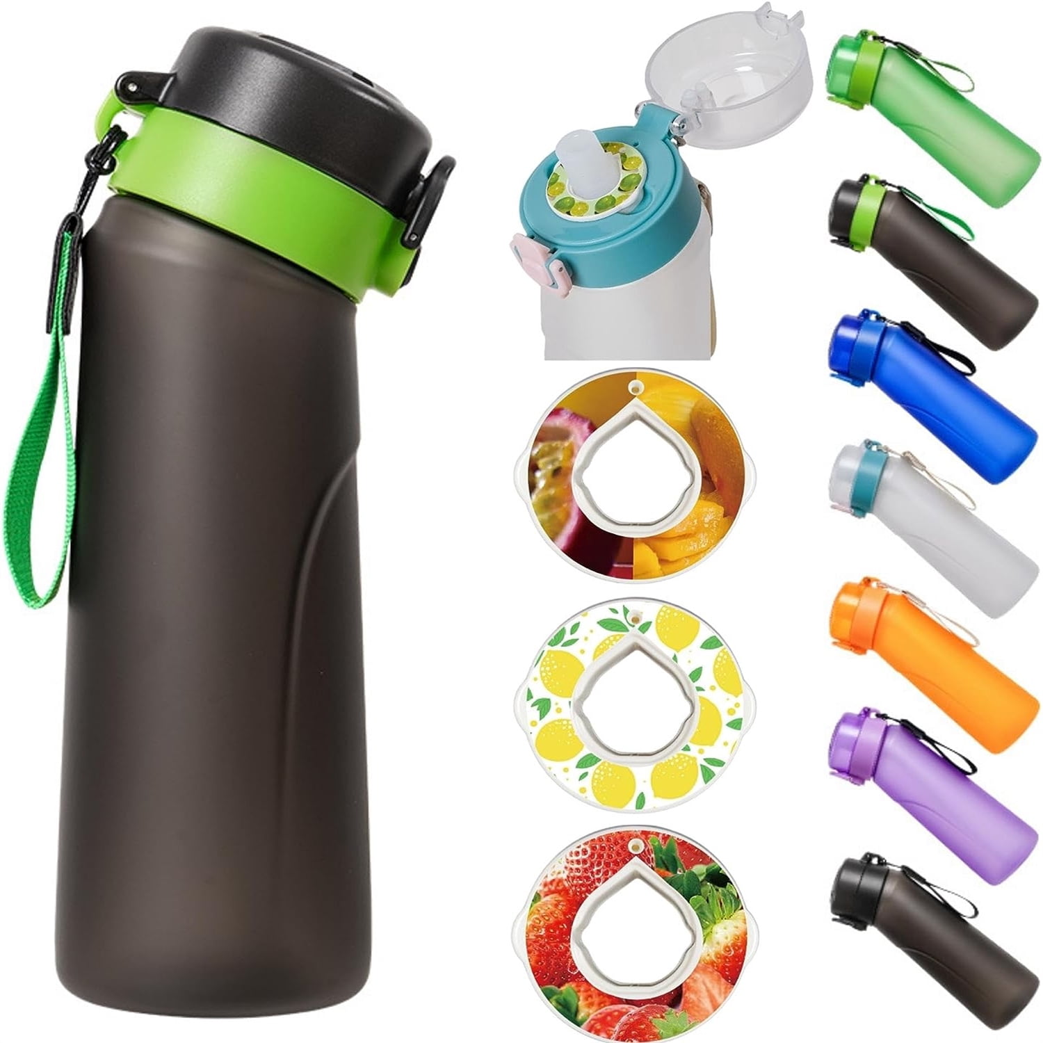 25 Oz Flavored Water Bottle, 750ml Water Bottle with Flavor Pods ...