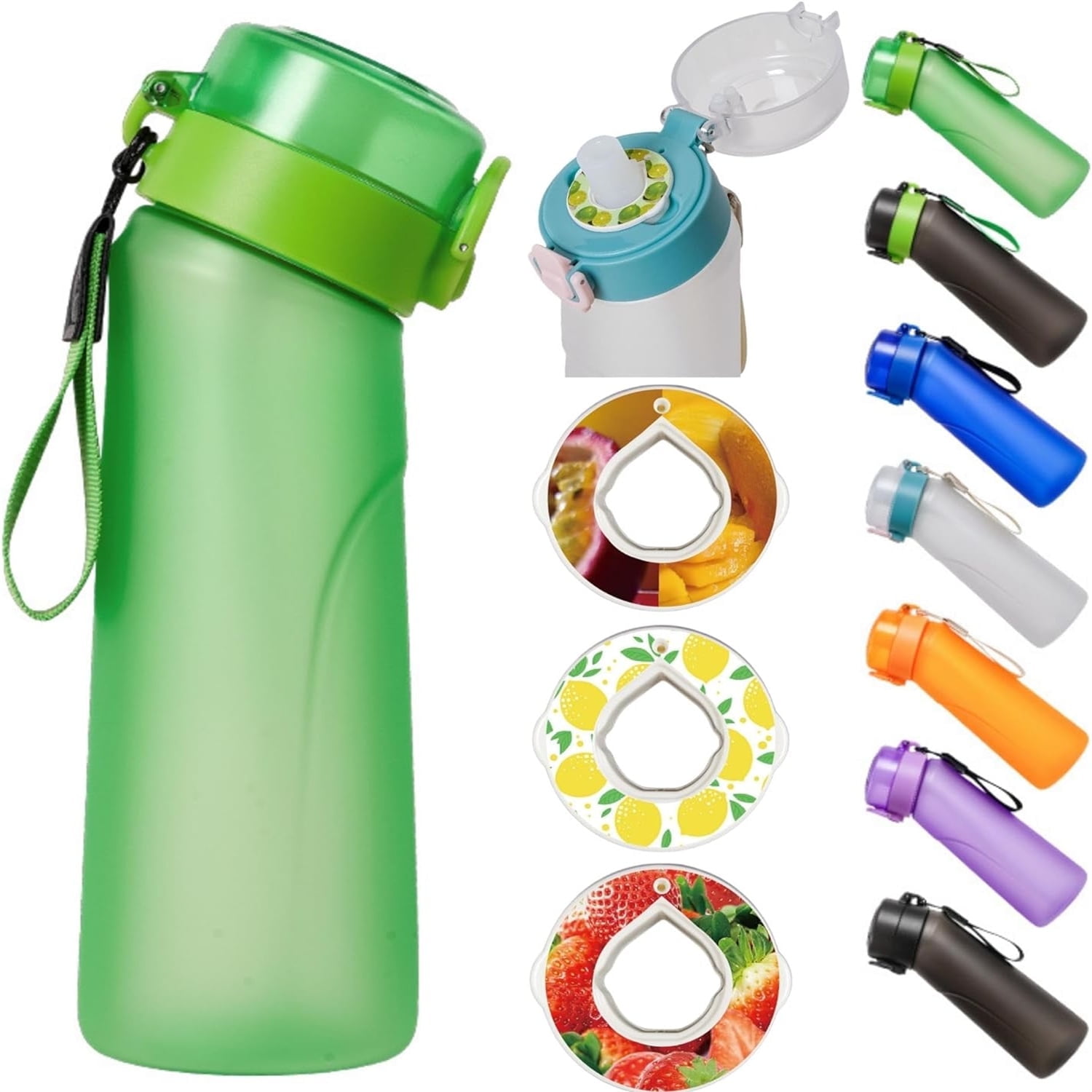 25 Oz Flavored Water Bottle, 750ml Water Bottle with Flavor Pods ...