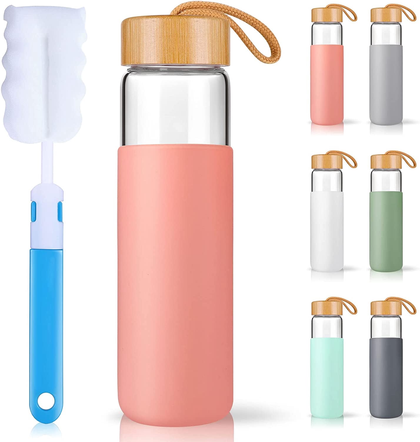 25 Oz Glass Water Bottle with Bamboo Lid - Borosilicate Glass Water ...