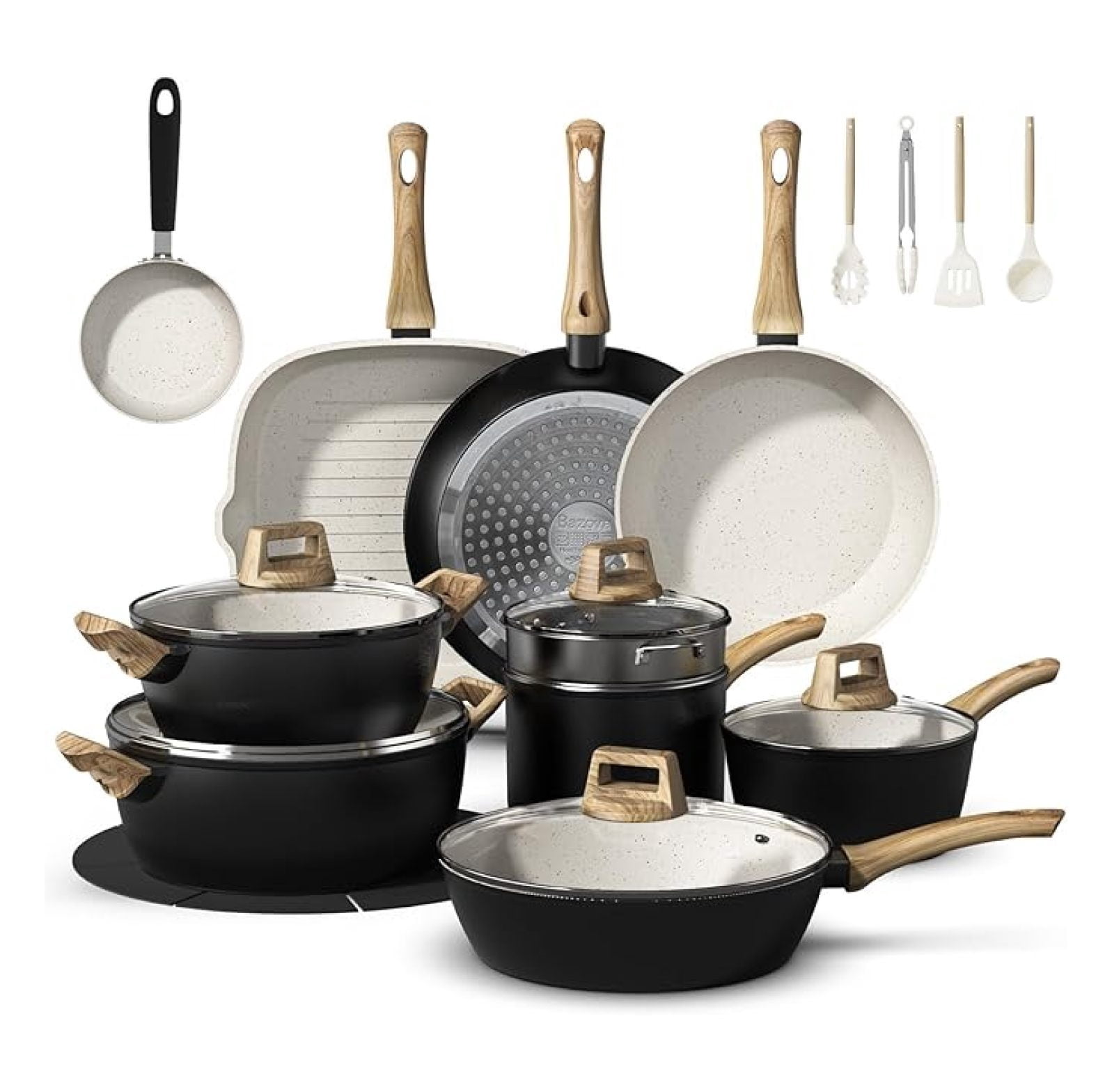 25-PC Pots and Pans Set Non Stick Ceramic Cookware Set, Healthy Non ...