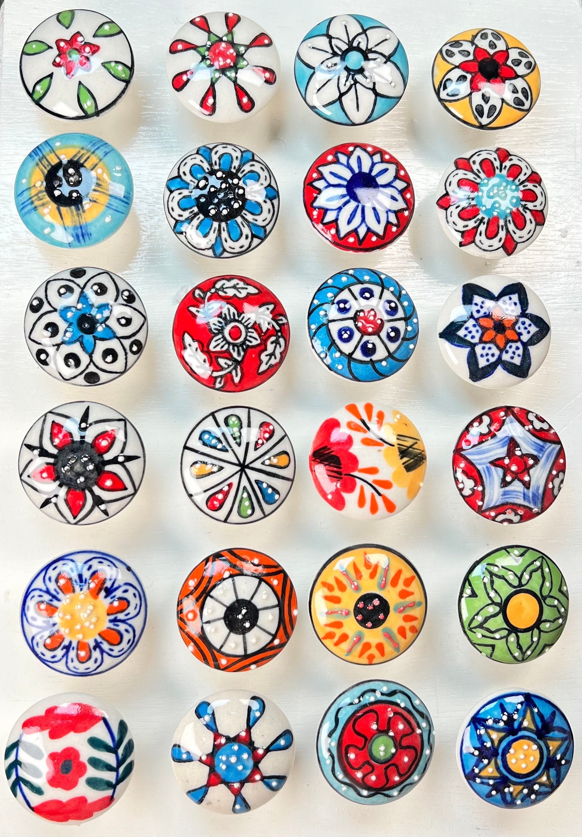 25 PC of Assorted Cabinet Ceramic Knobs | Colorful Knobs | Drawer Closet Dresser Wardrobe ...