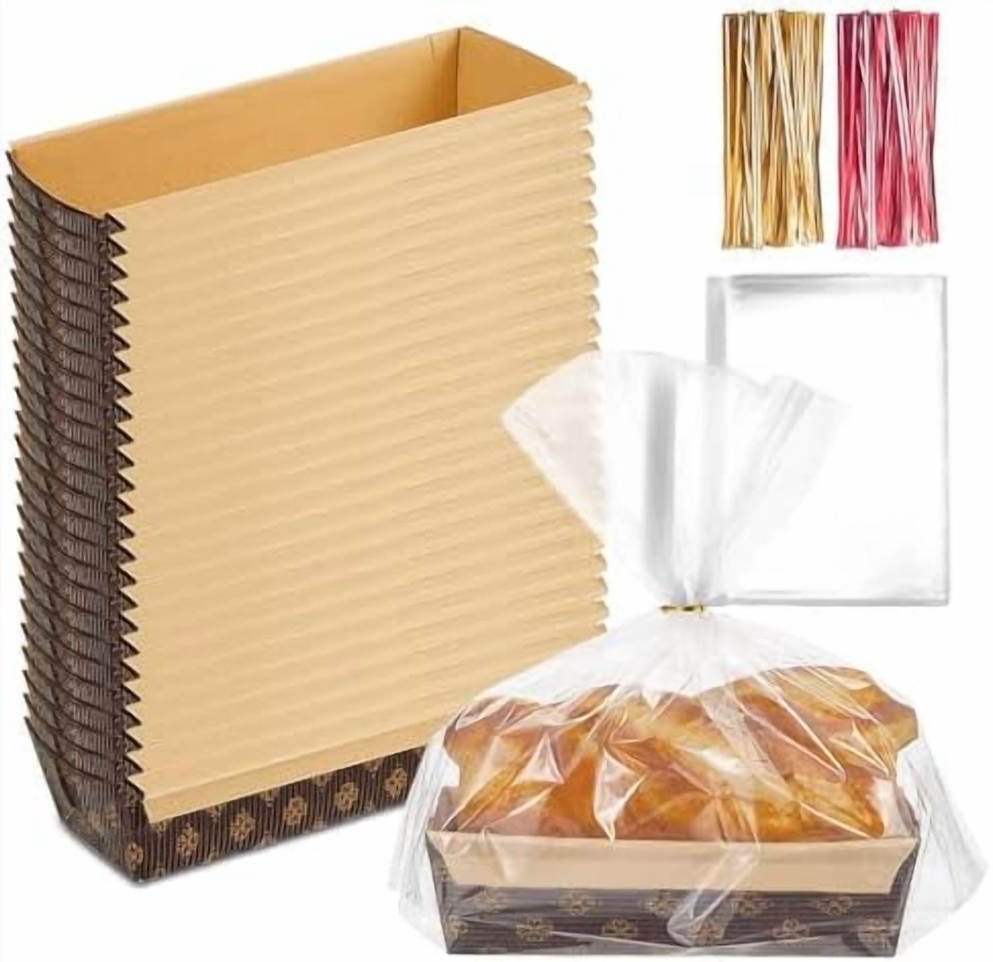 25 PCS 8x2.5x2 Inch 1lb Disposable Paper Loaf Pans: With clear bags ...