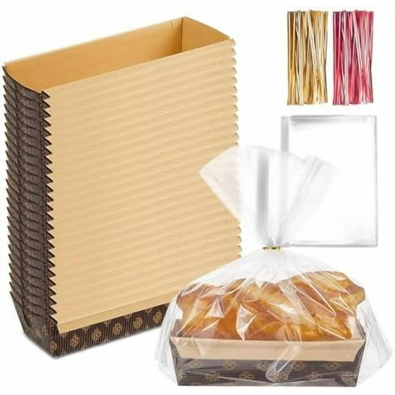 25 PCS 8x2.5x2 Inch 1lb Disposable Paper Loaf Pans: With clear bags ...