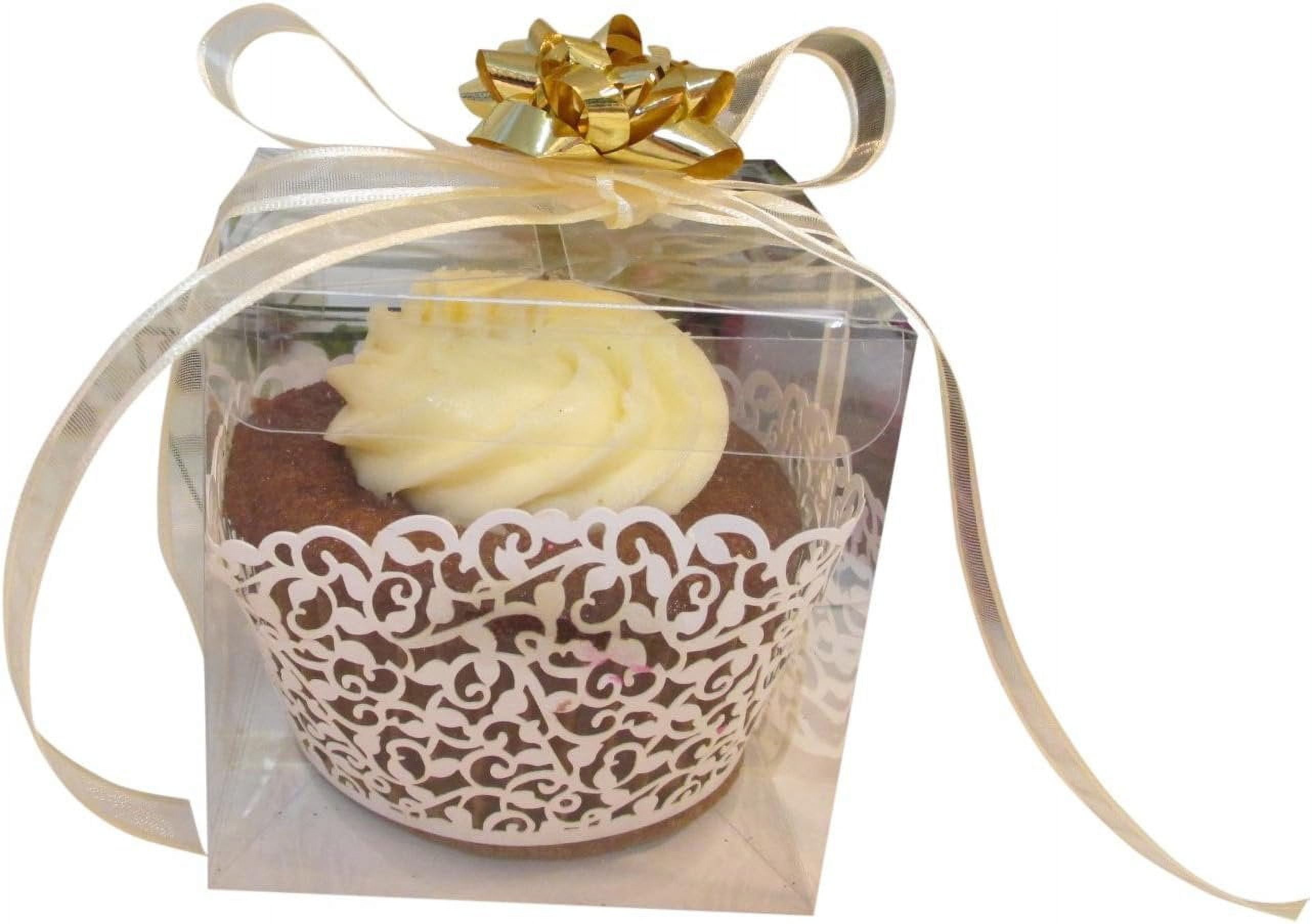 25 PCS Clear Plastic Tuck Top PVC Cupcake Wedding Party Boxes 3x3x3 ...