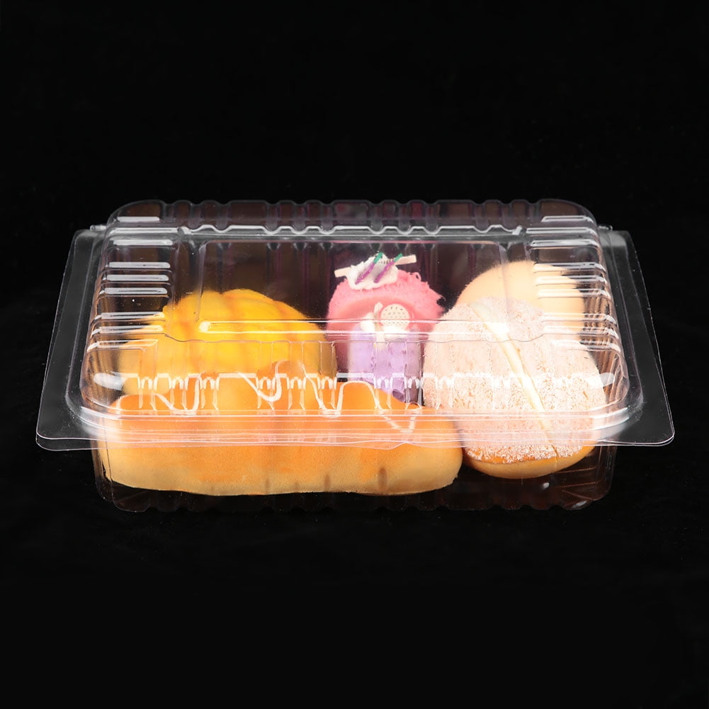 25 PCS Disposable Plastic Hinged Loaf Container Food Fruit Storage Box ...