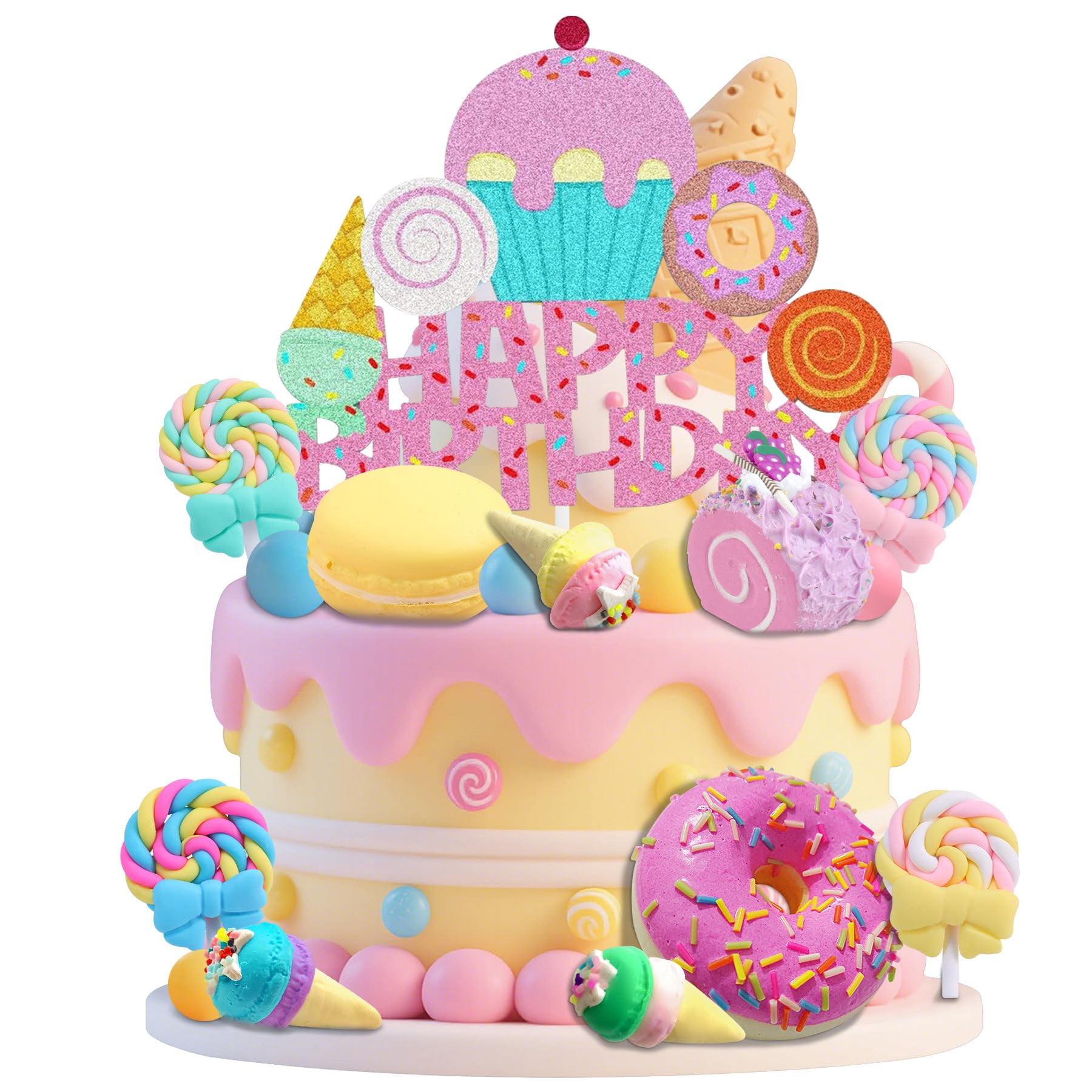 25 PCS Donut Cake Topper Candy ITL1 Cupcake Toppers Candy Birthday ...