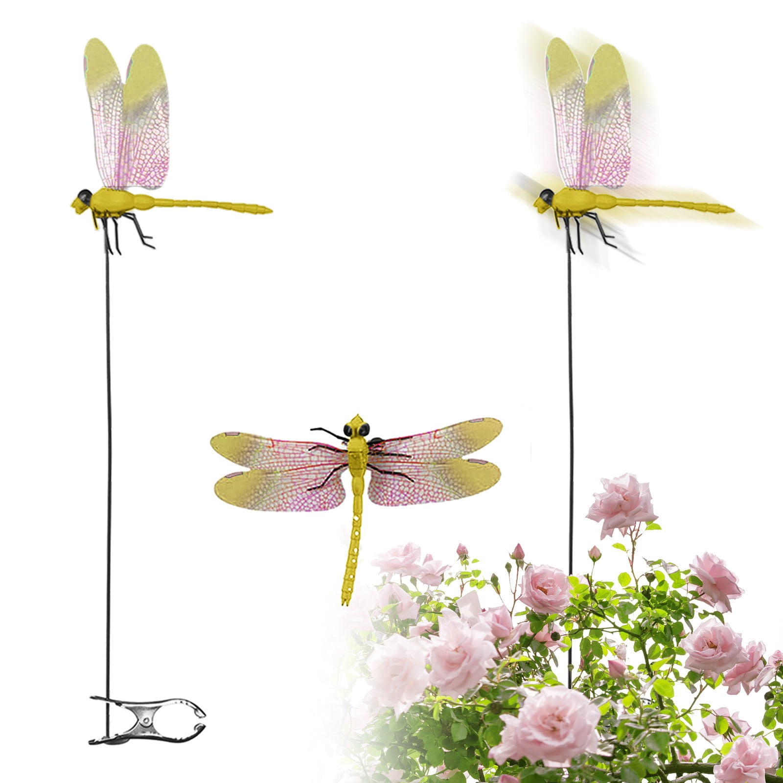 25 PCS Dragonfly Clip,Fake Dragonflies Humming Bird Stakes Fake ...