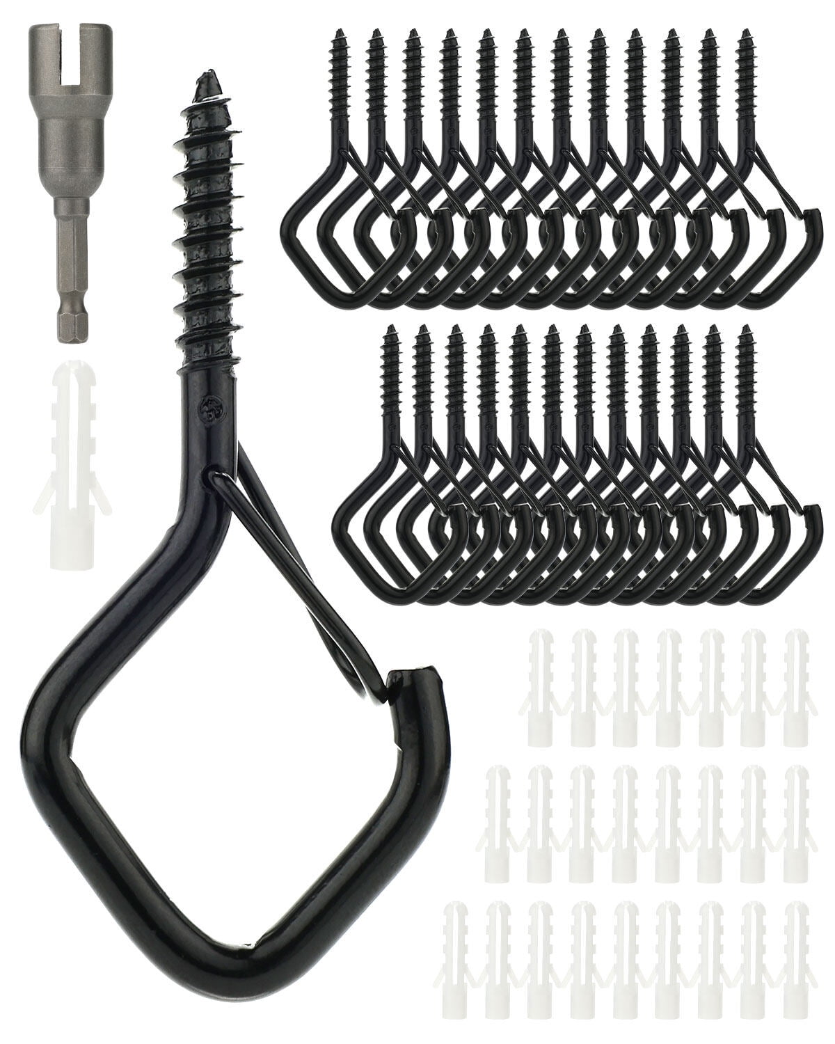 25 PCS Hanger Hooks with Safety Buckle, Windproof Screw Hooks for ...