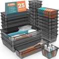 25 PCS Plastic Drawer Organizer Set, 4-Size Versatile Tool Trays ...