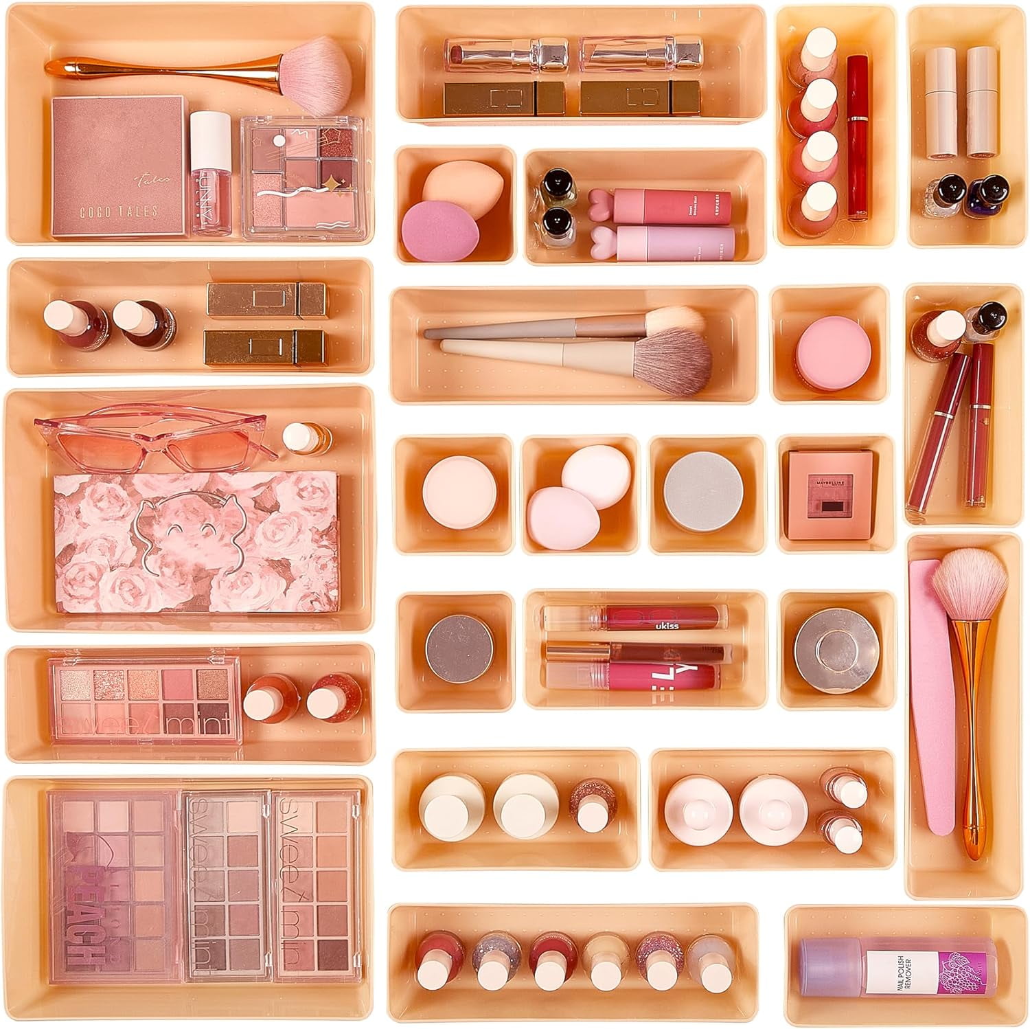 25 PCS Plastic Drawer Organizers Set, 4-Size Versatile Bathroom and ...