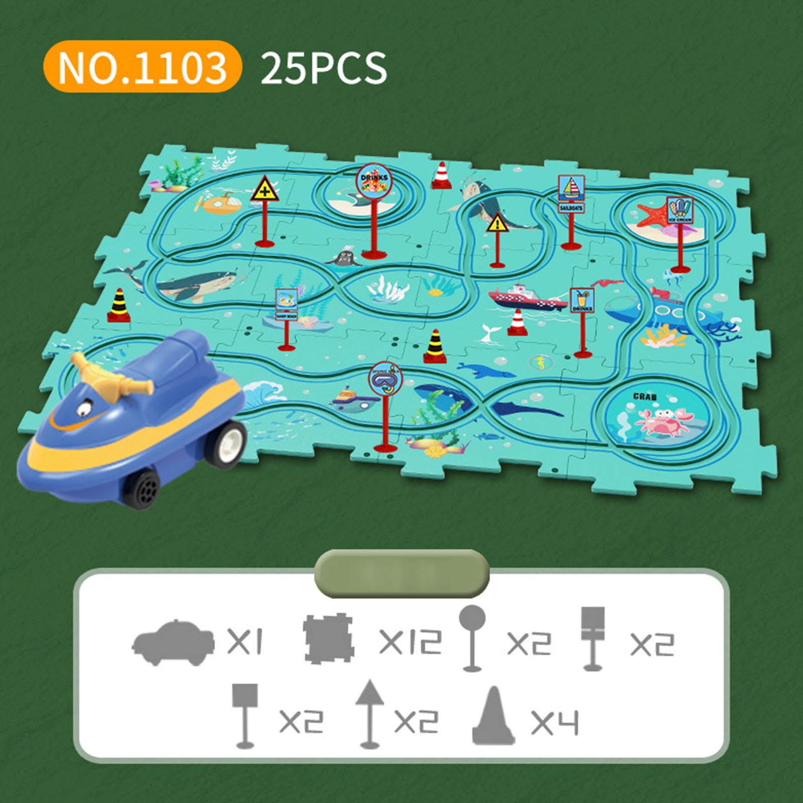 25 PCS Puzzle Racer Kids Car Track Set, Plastic Puzzles for Kids Ages 3 ...