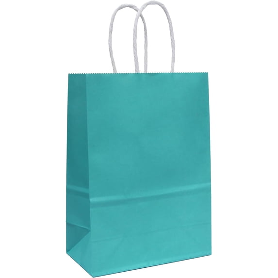 25 PCS Small Gift Bags Teal Blue Kraft Paper Bags Turquoise Gift Bags ...