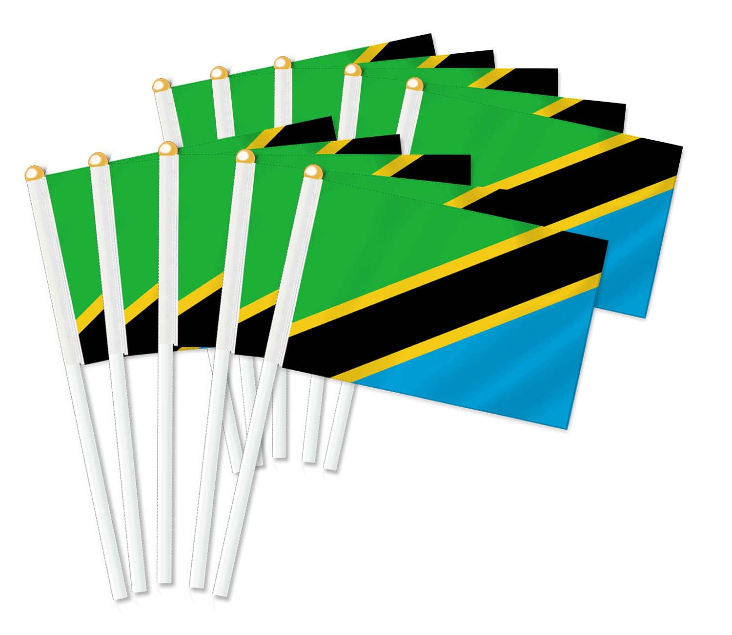 25 PCS Tanzania Handheld Small Flag, Tanzanian Hand held Mini Decor ...
