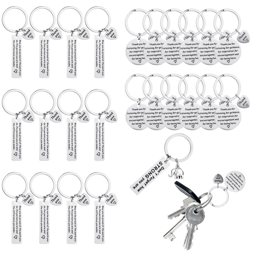 Bulk 25 PCS Inspirational Thank You Keychains, Appreciation Gifts for ...