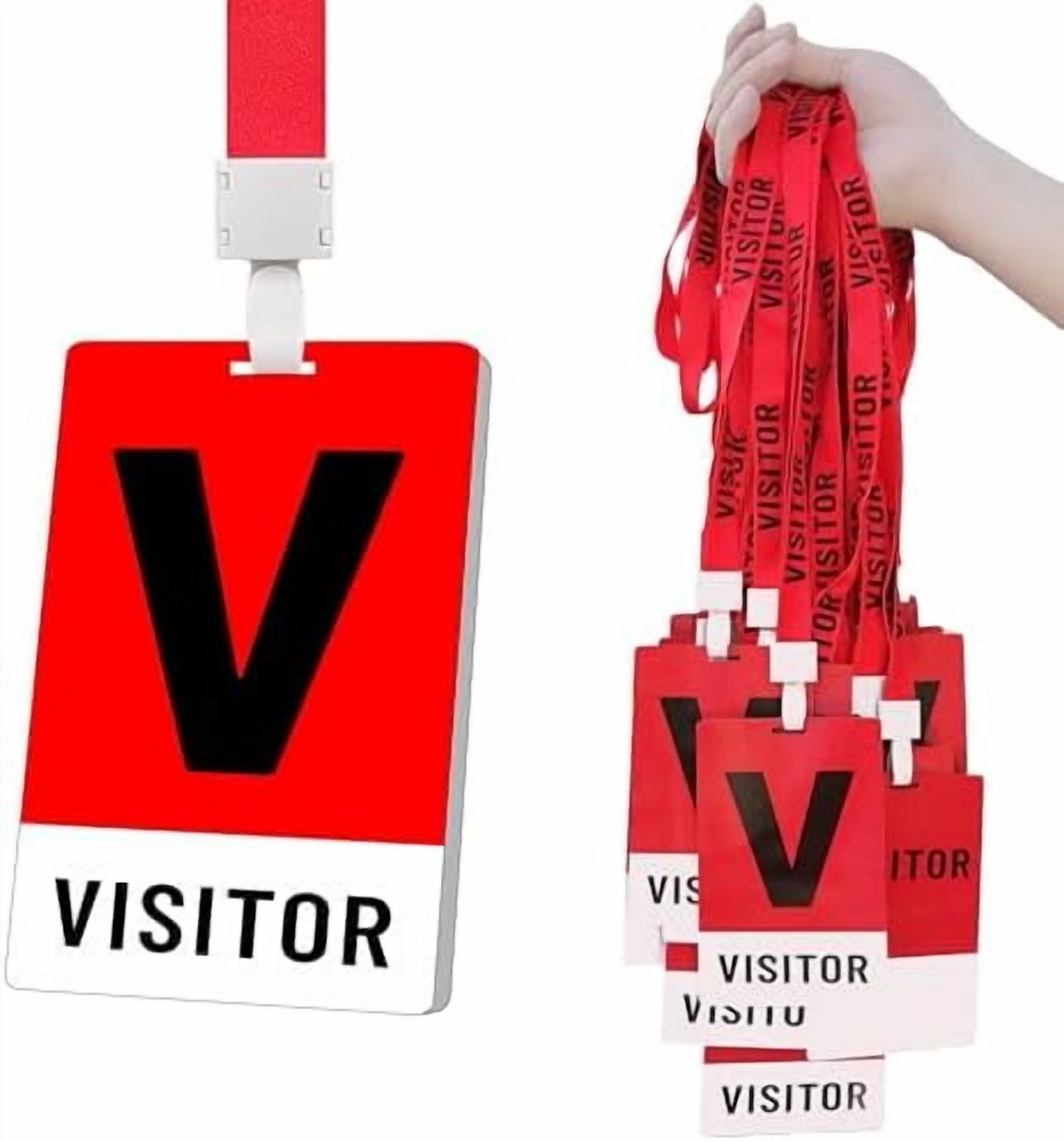 25 PVC Visitor Badge lanyards and Plastic Pass Cards,Perfect for ...