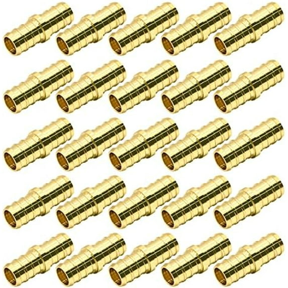 25 Pack 1/2" PEX Fittings, Brass Straight Coupling Fittings, for PEX ...